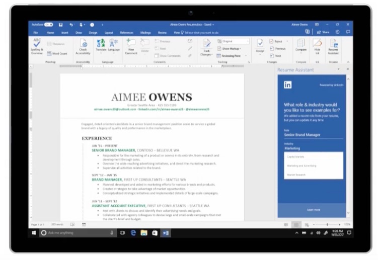 LinkedIn เชื่อม Microsoft Word ช่วยการเขียน resume ตรงใจนายจ้าง