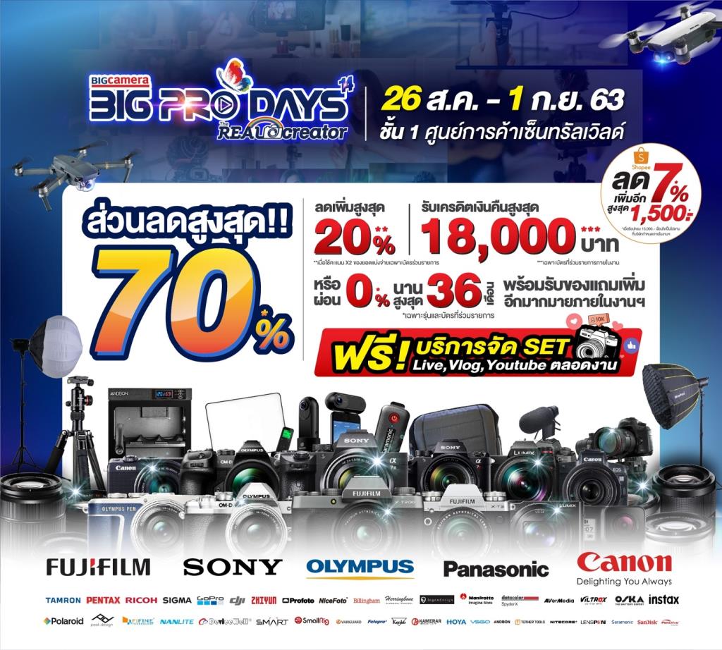 BIG CAMERA BIG PRO DAYS 14 “THE REAL CREATOR” 26 ส.ค.-1 ก.ย. 63