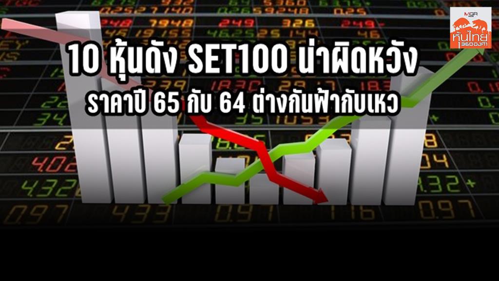 10 หุ้นดัง (SET100) น่าผิดหวัง ราคาปี 65 กับ 64 ต่างกันฟ้ากับเหว