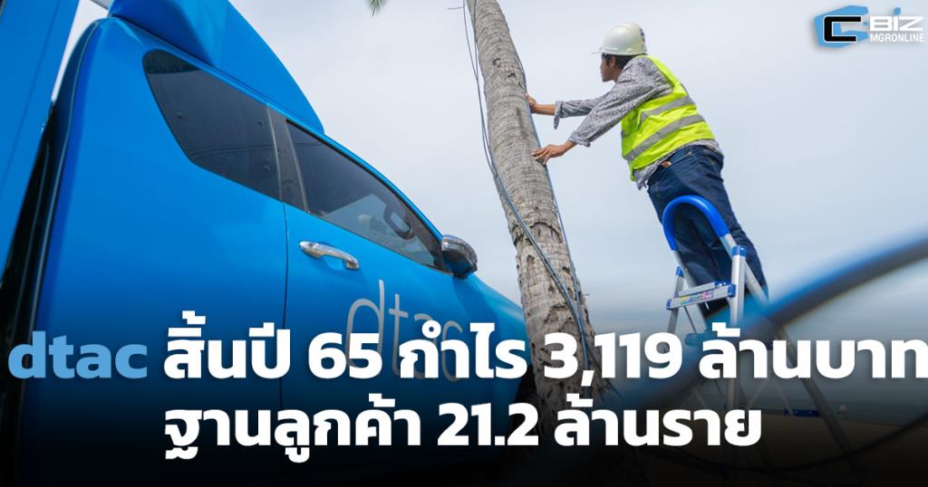 dtac สิ้นปี 65 ลูกค้า 21.2 ล้านราย กำไรสุทธิ 3,119 ล้านบาท