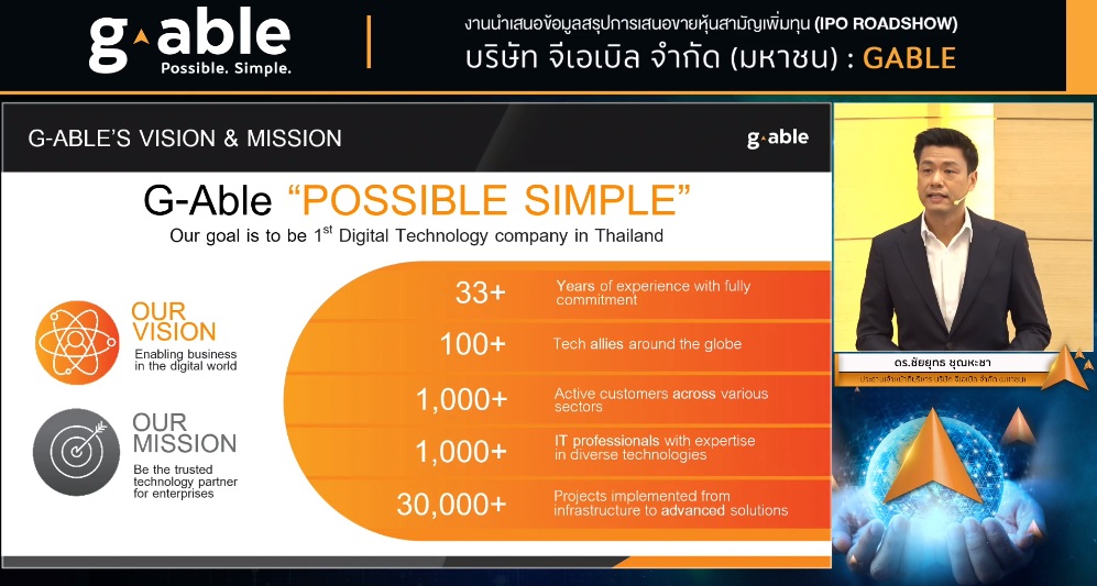 GABLE ปิดท้ายโรดโชว์ที่ ตลท. เตรียมขาย IPO 175 ล้านหุ้น