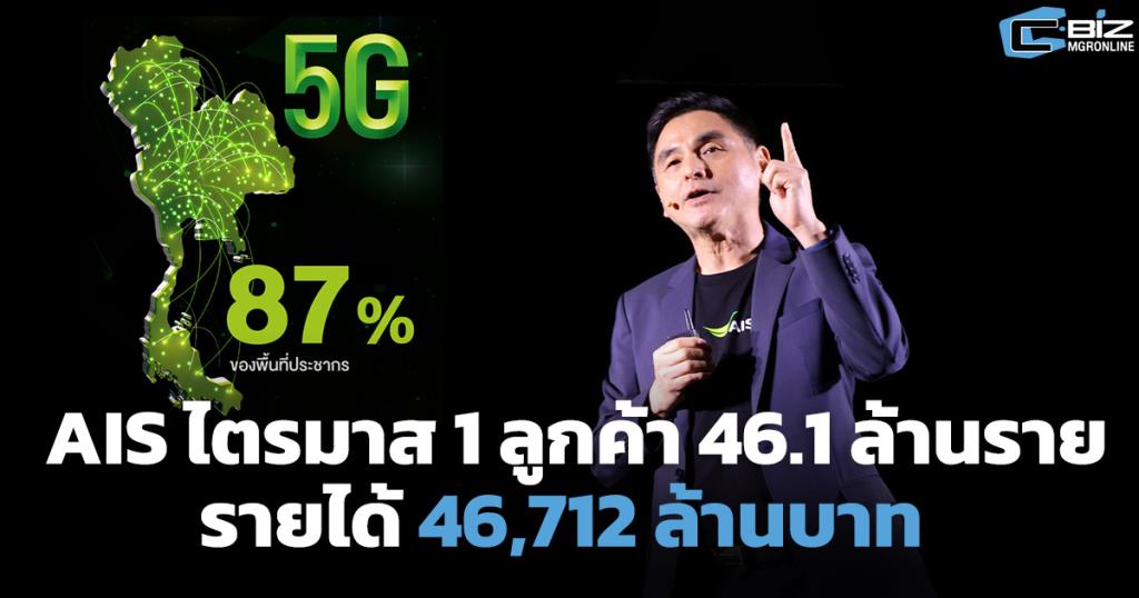AIS ไตรมาส 1 ฐานลูกค้า 46.1 ล้านราย รายได้ 46,712 ล้านบาท