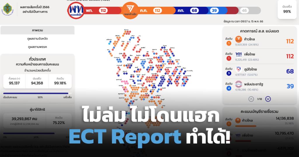 Ect Report ไม่ล่ม ไม่โดนแฮก รายงานผลนับคะแนนเลือกตั้ง 99%