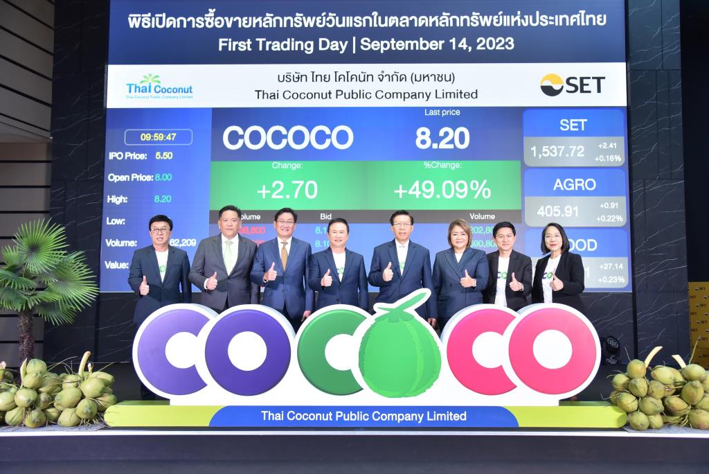 COCOCO ปิดเทรดวันแรกเหนือจอง 45.45%