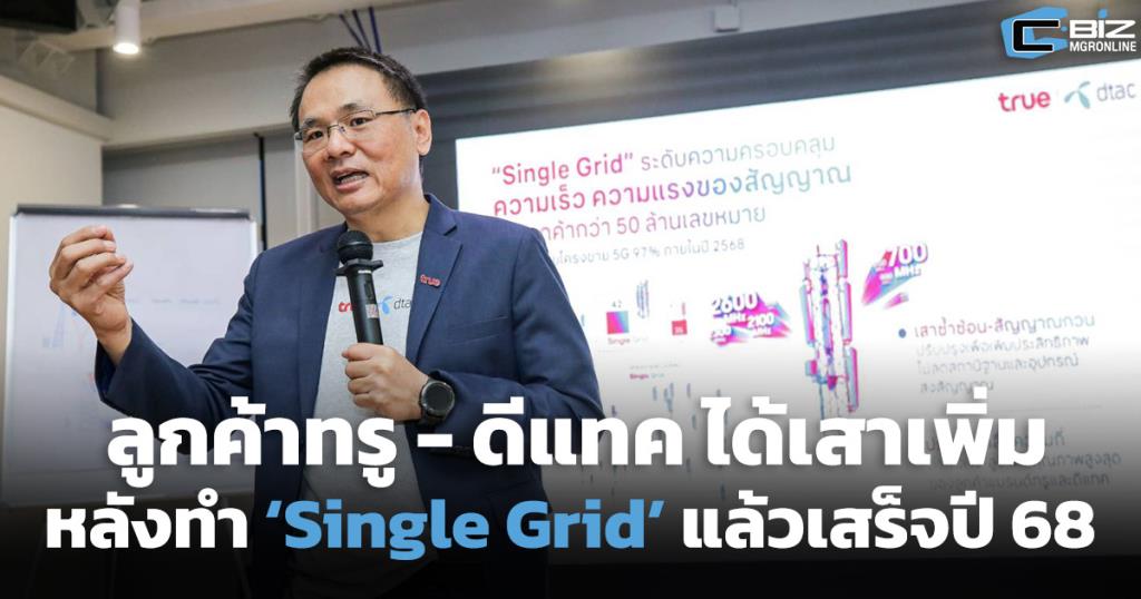 True ชี้ลูกค้าทรู-ดีแทค ได้เสาเพิ่มหลังทำ ‘Single Grid’