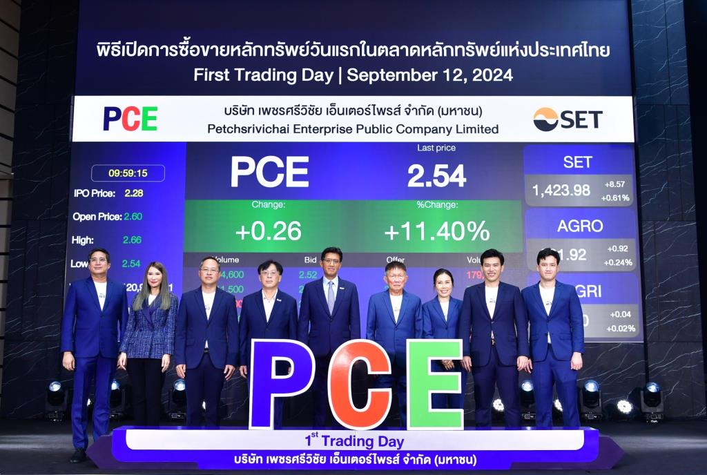 หุ้น PCE เปิดเทรดวันแรก 2.60 บาท