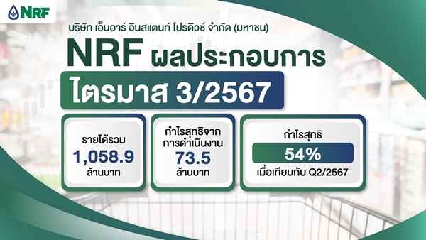 NRF อวดรายได้ Q3 ทะลุพันล้าน