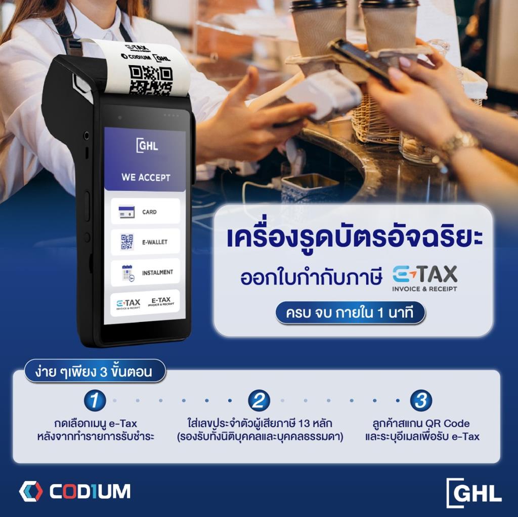 CODIUM จับมือ GHL เปิดบริการ e-Tax ออกใบกำกับภาษี บนเครื่อง EDC สนับสนุนโครงการ Easy e-Receipt